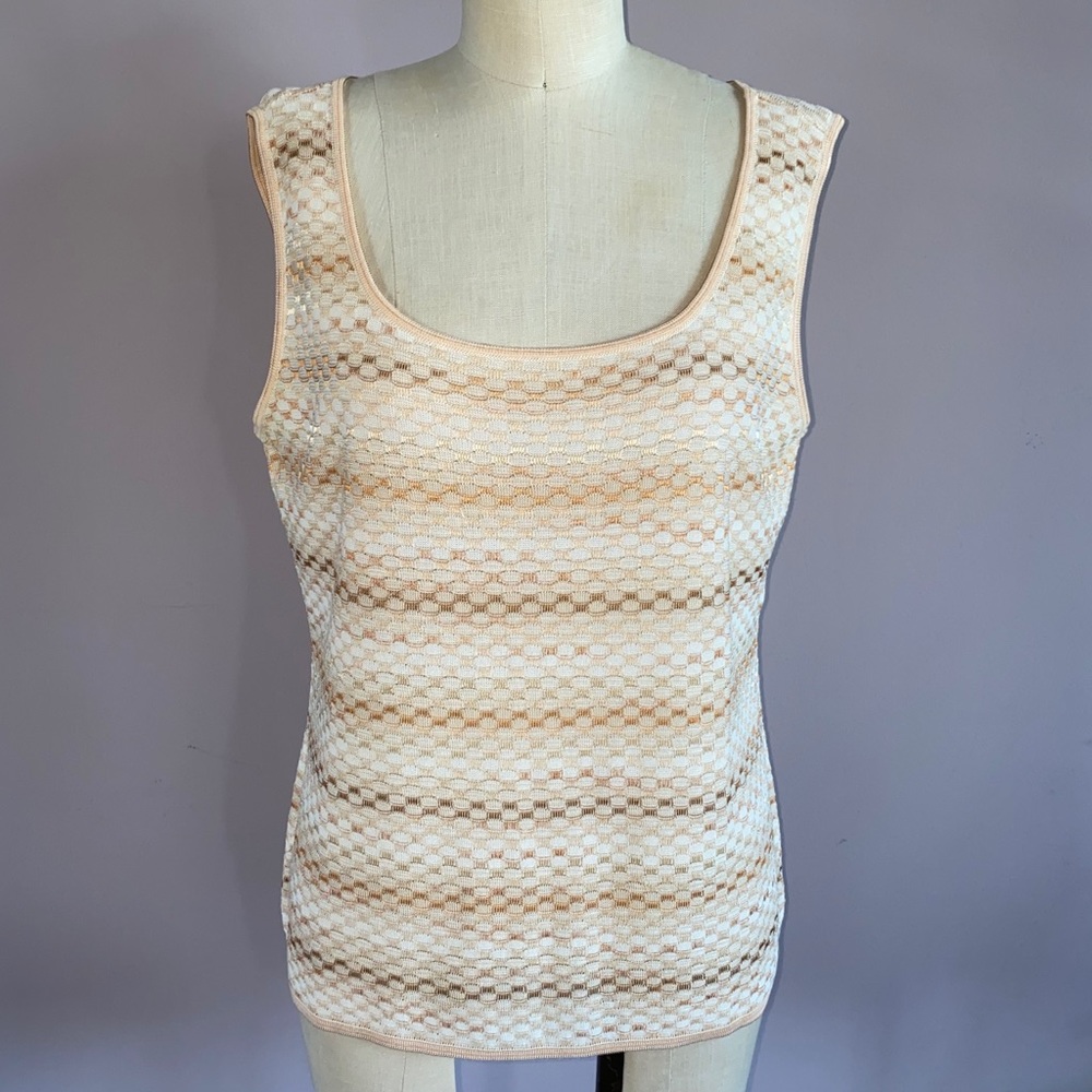 Escada Orange And Cream Sleeveless Top - Gem